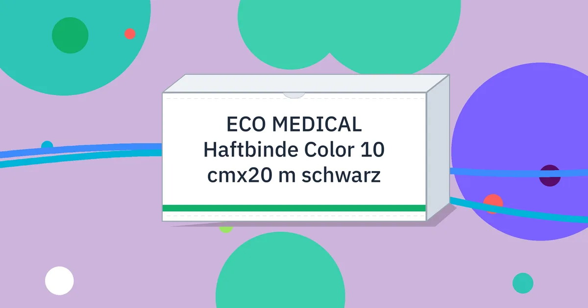 Symbolbild: Packung mit der Aufschrift ECO MEDICAL Haftbinde Color 10 cmx20 m schwarz (PZN 01322510) – Verfügbarkeit und Bezug in Apotheken in Frankfurt am Main