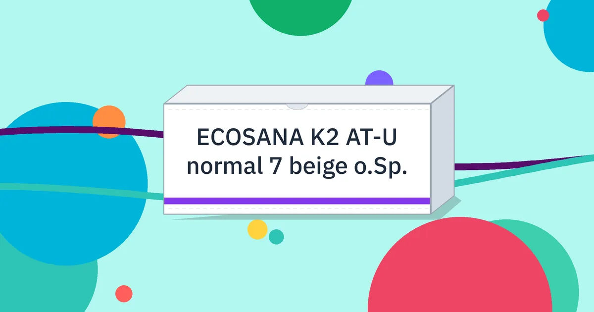 Symbolbild: Packung mit der Aufschrift ECOSANA K2 AT-U normal 7 beige o.Sp. (PZN 01595627) – Verfügbarkeit und Bezug in Apotheken in Frankfurt am Main