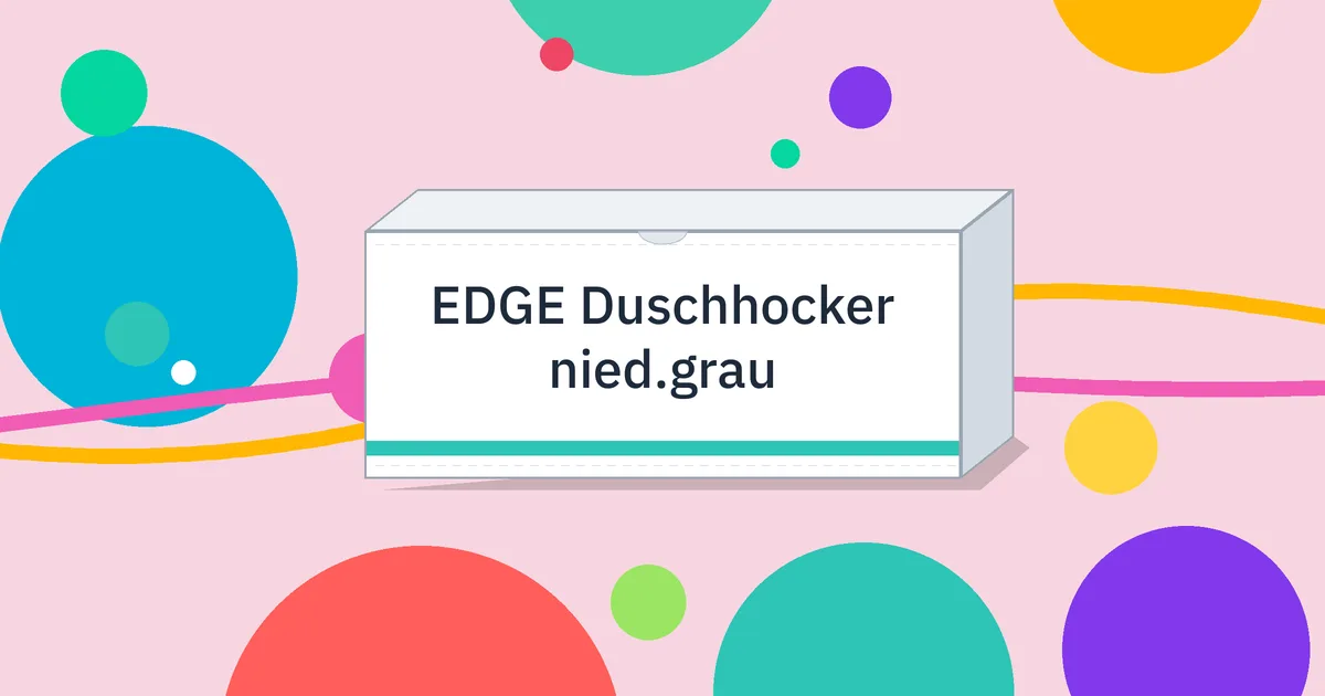 Symbolbild: Packung mit der Aufschrift EDGE Duschhocker nied.grau (PZN 07743744) – Verfügbarkeit und Bezug in Apotheken in Frankfurt am Main