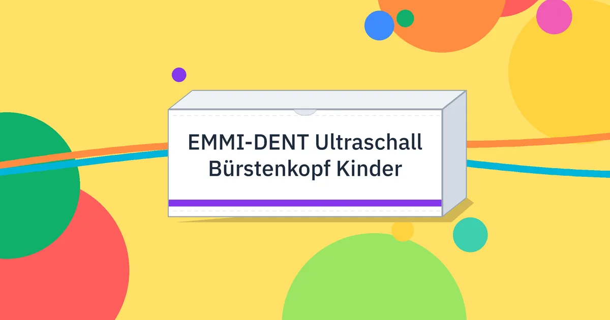 Symbolbild: Packung mit der Aufschrift EMMI-DENT Ultraschall Bürstenkopf Kinder (PZN 00977663) – Verfügbarkeit und Bezug in Apotheken in Frankfurt am Main