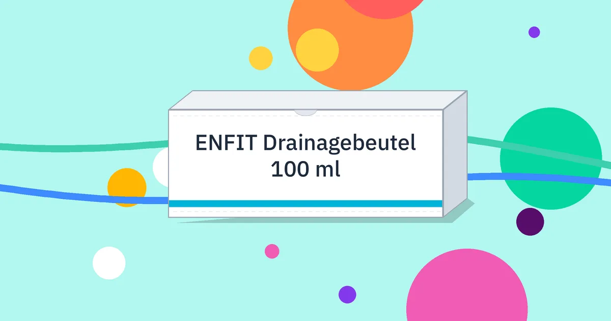Symbolbild: Packung mit der Aufschrift ENFIT Drainagebeutel 100 ml (PZN 16397413) – Verfügbarkeit und Bezug in Apotheken in Frankfurt am Main