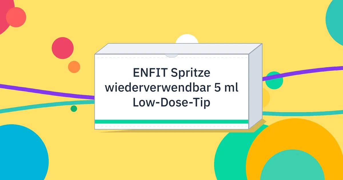 Symbolbild: Packung mit der Aufschrift ENFIT Spritze wiederverwendbar 5 ml Low-Dose-Tip (PZN 20647040) – Verfügbarkeit und Bezug in Apotheken in Frankfurt am Main