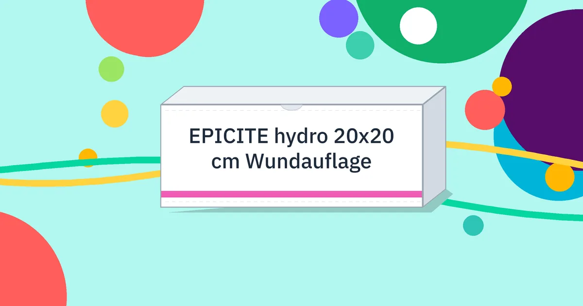 Symbolbild: Packung mit der Aufschrift EPICITE hydro 20x20 cm Wundauflage (PZN 19149555) – Verfügbarkeit und Bezug in Apotheken in Frankfurt am Main