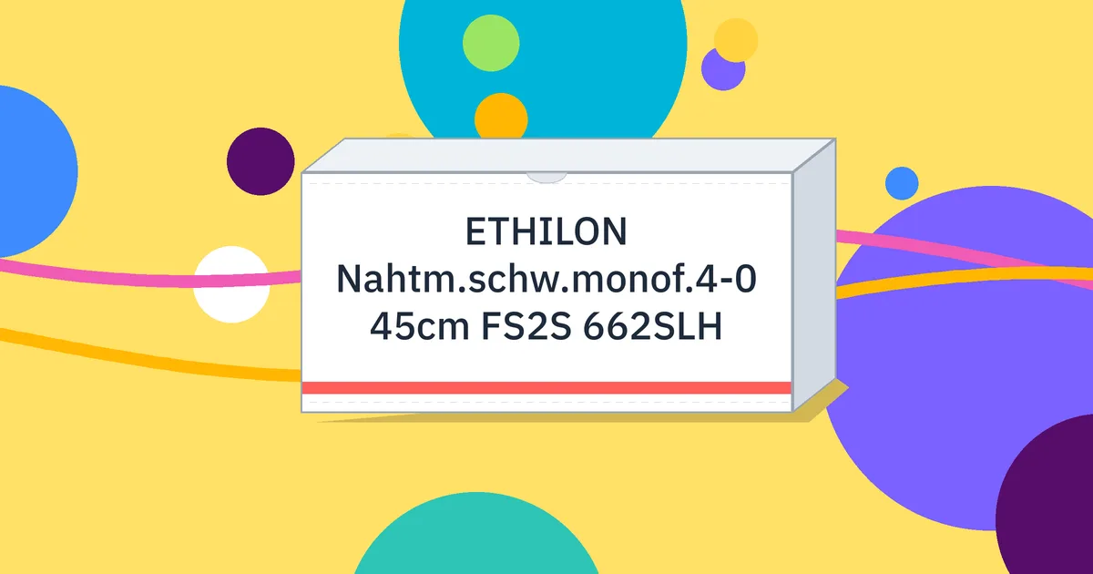 Symbolbild: Packung mit der Aufschrift ETHILON Nahtm.schw.monof.4-0 45cm FS2S 662SLH (PZN 16250986) – Verfügbarkeit und Bezug in Apotheken in Frankfurt am Main