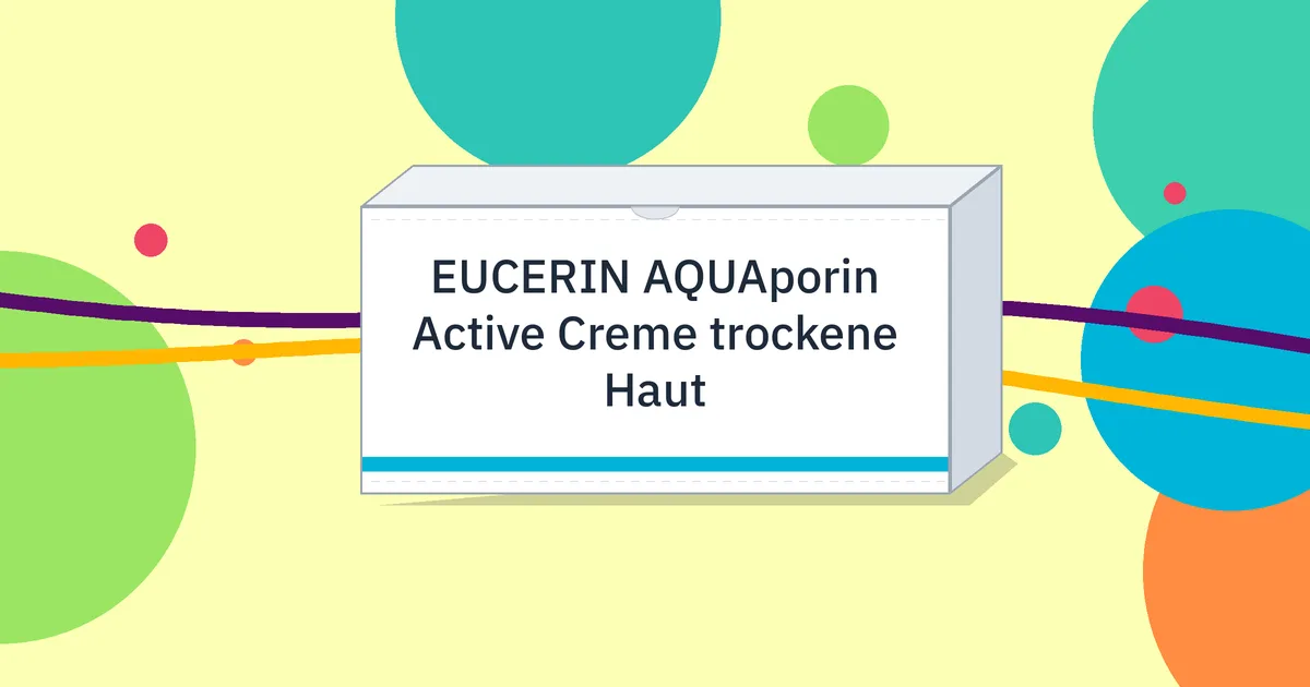 Symbolbild: Packung mit der Aufschrift EUCERIN AQUAporin Active Creme trockene Haut (PZN 10961396) – Verfügbarkeit und Bezug in Apotheken in Frankfurt am Main