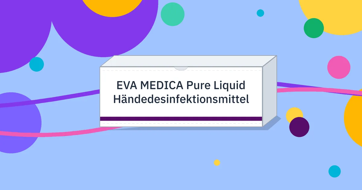 Symbolbild: Packung mit der Aufschrift EVA MEDICA Pure Liquid Händedesinfektionsmittel (PZN 17969099) – Verfügbarkeit und Bezug in Apotheken in Frankfurt am Main
