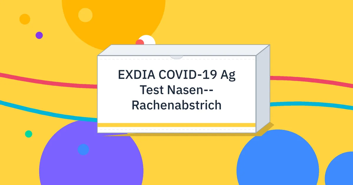 Symbolbild: Packung mit der Aufschrift EXDIA COVID-19 Ag Test Nasen--Rachenabstrich (PZN 17184990) – Verfügbarkeit und Bezug in Apotheken in Frankfurt am Main