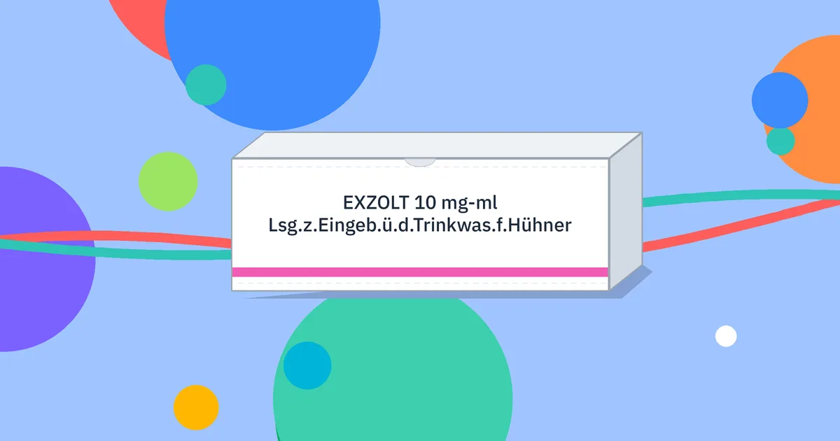Symbolbild: Packung mit der Aufschrift EXZOLT 10 mg-ml Lsg.z.Eingeb.ü.d.Trinkwas.f.Hühner (PZN 13834847) – Verfügbarkeit und Bezug in Apotheken in Frankfurt am Main
