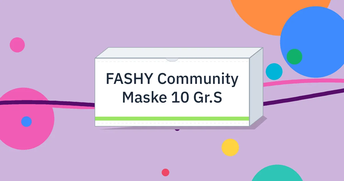 Symbolbild: Packung mit der Aufschrift FASHY Community Maske 10 Gr.S (PZN 16867557) – Verfügbarkeit und Bezug in Apotheken in Frankfurt am Main
