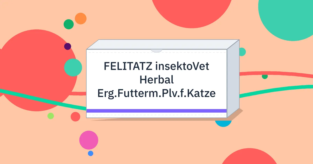 Symbolbild: Packung mit der Aufschrift FELITATZ insektoVet Herbal Erg.Futterm.Plv.f.Katze (PZN 19964924) – Verfügbarkeit und Bezug in Apotheken in Frankfurt am Main