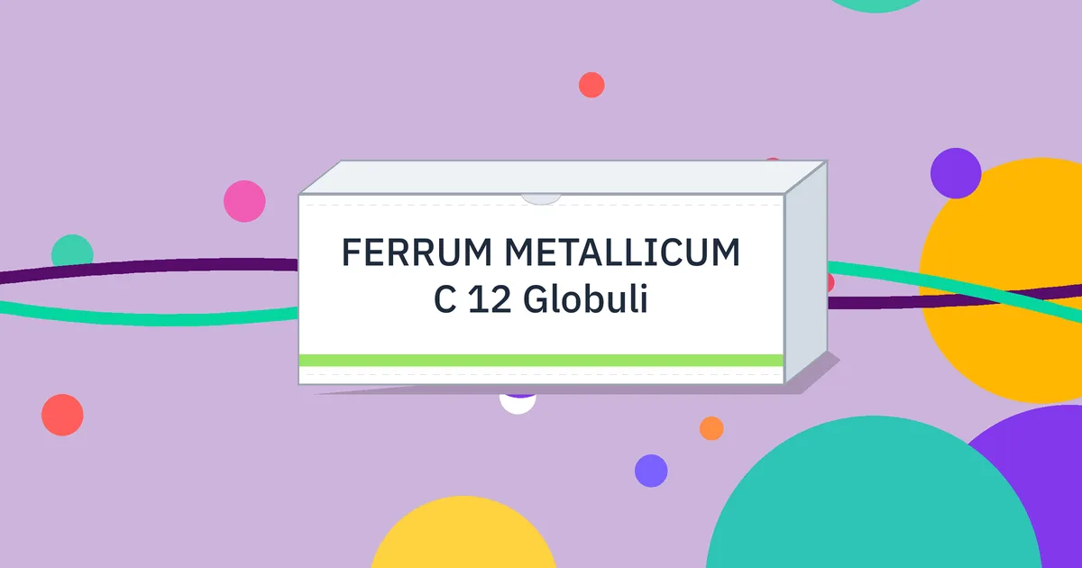 Symbolbild: Packung mit der Aufschrift FERRUM METALLICUM C 12 Globuli (PZN 07456677) – Verfügbarkeit und Bezug in Apotheken in Frankfurt am Main