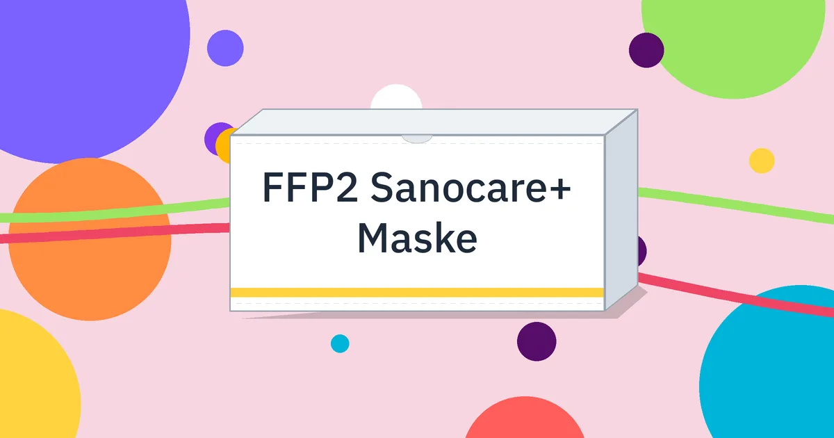 Symbolbild: Packung mit der Aufschrift FFP2 Sanocare+ Maske (PZN 17261897) – Verfügbarkeit und Bezug in Apotheken in Frankfurt am Main