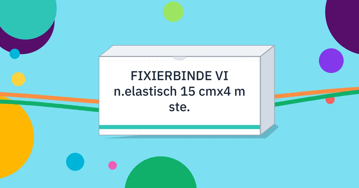 Symbolbild: Packung mit der Aufschrift FIXIERBINDE VI n.elastisch 15 cmx4 m ste. (PZN 06931745) – Verfügbarkeit und Bezug in Apotheken in Frankfurt am Main