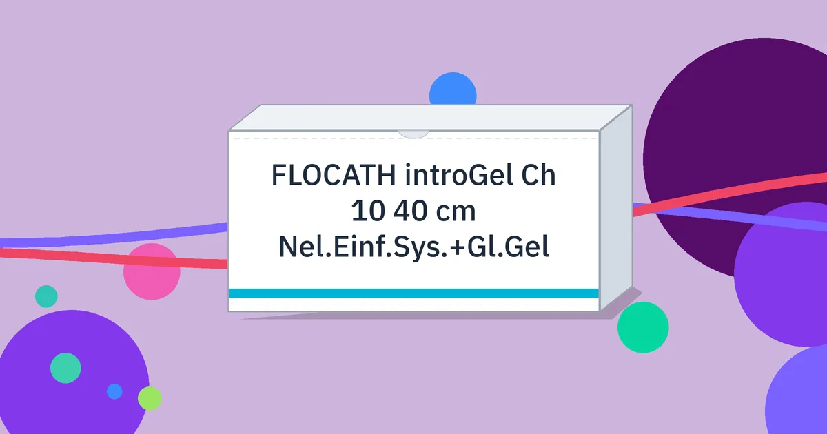 Symbolbild: Packung mit der Aufschrift FLOCATH introGel Ch 10 40 cm Nel.Einf.Sys.+Gl.Gel (PZN 05018878) – Verfügbarkeit und Bezug in Apotheken in Frankfurt am Main