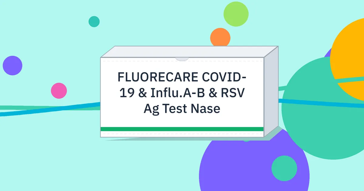 Symbolbild: Packung mit der Aufschrift FLUORECARE COVID-19 & Influ.A-B & RSV Ag Test Nase (PZN 19638320) – Verfügbarkeit und Bezug in Apotheken in Frankfurt am Main