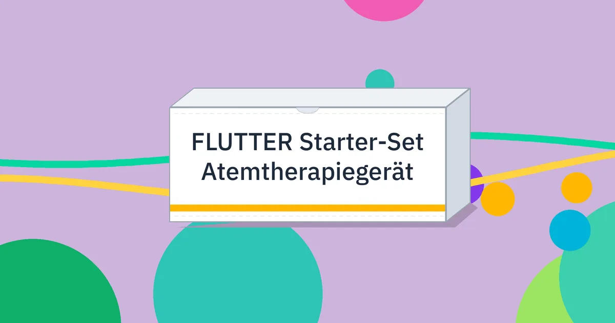 Symbolbild: Packung mit der Aufschrift FLUTTER Starter-Set Atemtherapiegerät (PZN 16196554) – Verfügbarkeit und Bezug in Apotheken in Frankfurt am Main