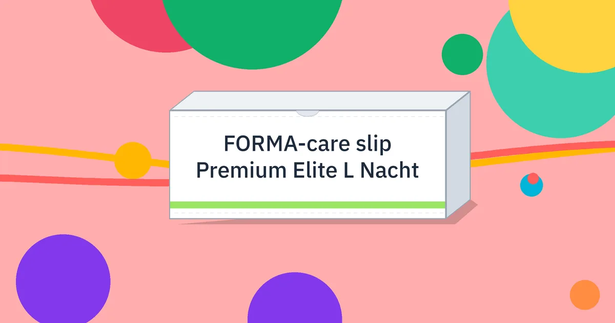 Symbolbild: Packung mit der Aufschrift FORMA-care slip Premium Elite L Nacht (PZN 18851980) – Verfügbarkeit und Bezug in Apotheken in Frankfurt am Main