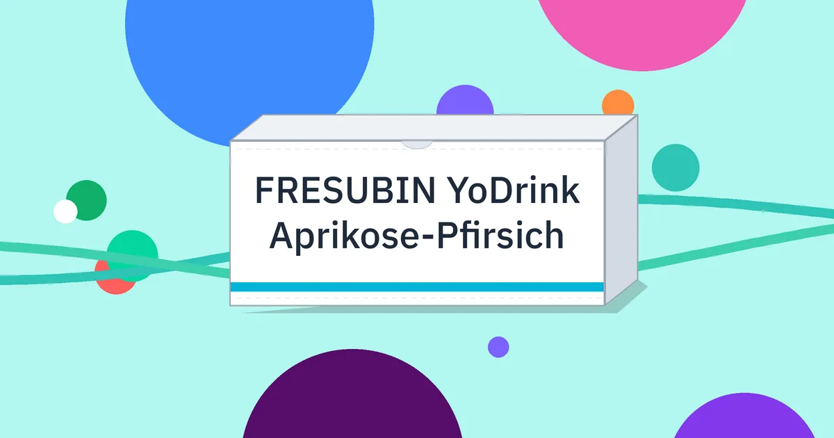 Symbolbild: Packung mit der Aufschrift FRESUBIN YoDrink Aprikose-Pfirsich (PZN 11522084) – Verfügbarkeit und Bezug in Apotheken in Frankfurt am Main