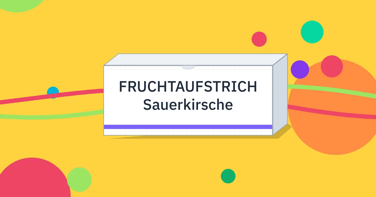 Symbolbild: Packung mit der Aufschrift FRUCHTAUFSTRICH Sauerkirsche (PZN 09724432) – Verfügbarkeit und Bezug in Apotheken in Frankfurt am Main