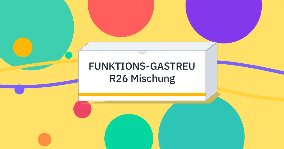 Symbolbild: Packung mit der Aufschrift FUNKTIONS-GASTREU R26 Mischung (PZN 01372850) – Verfügbarkeit und Bezug in Apotheken in Frankfurt am Main
