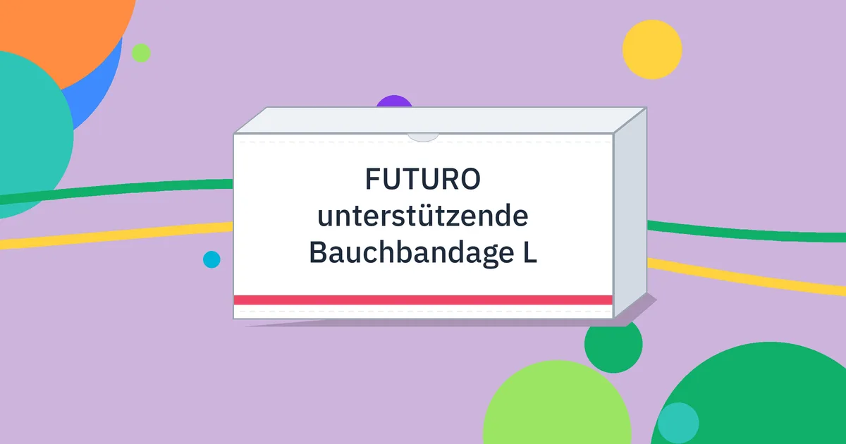 Symbolbild: Packung mit der Aufschrift FUTURO unterstützende Bauchbandage L (PZN 15783278) – Verfügbarkeit und Bezug in Apotheken in Frankfurt am Main