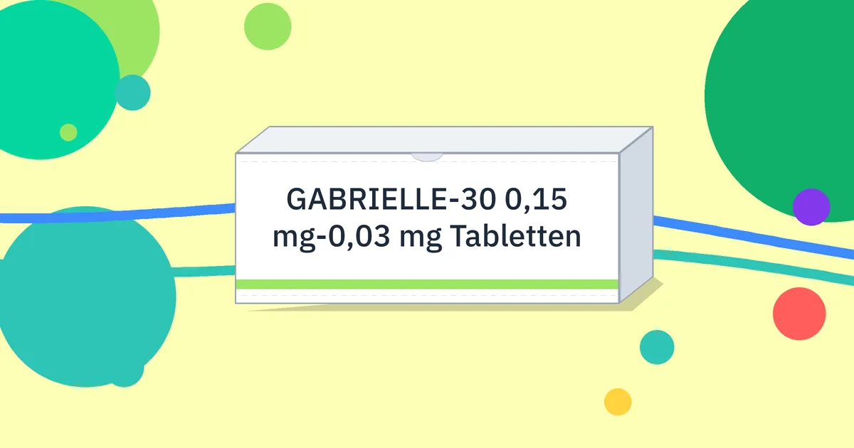 Symbolbild: Packung mit der Aufschrift GABRIELLE-30 0,15 mg-0,03 mg Tabletten (PZN 09530113) – Verfügbarkeit und Bezug in Apotheken in Frankfurt am Main