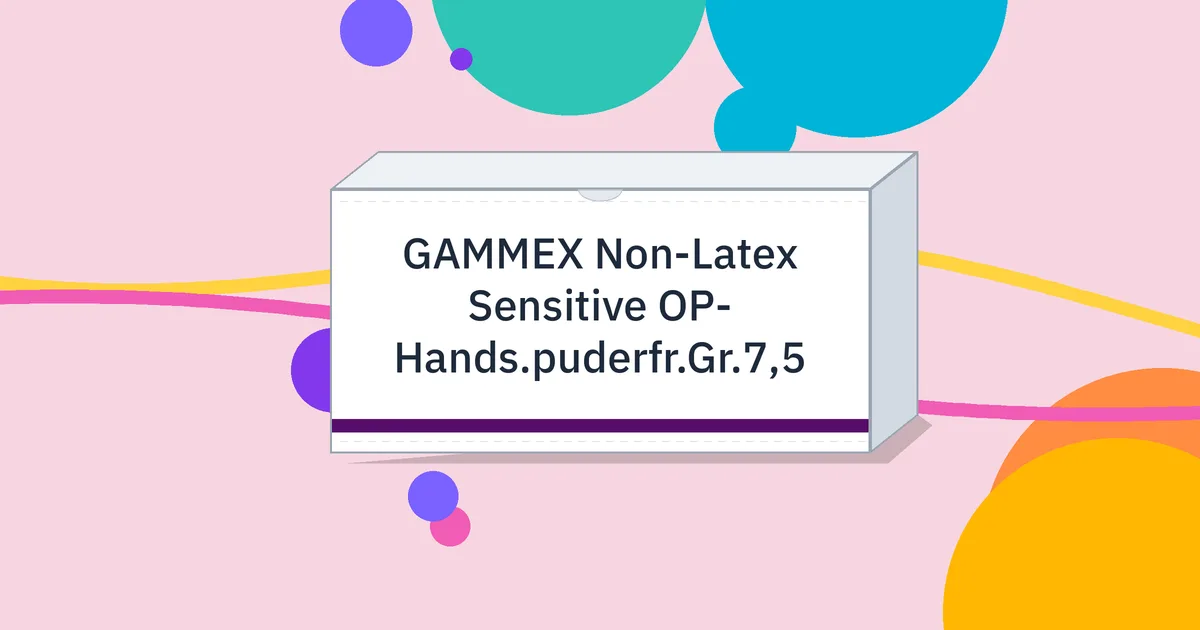 Symbolbild: Packung mit der Aufschrift GAMMEX Non-Latex Sensitive OP-Hands.puderfr.Gr.7,5 (PZN 11298422) – Verfügbarkeit und Bezug in Apotheken in Frankfurt am Main