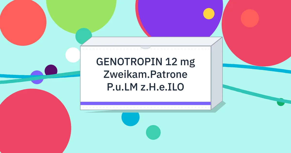 Symbolbild: Packung mit der Aufschrift GENOTROPIN 12 mg Zweikam.Patrone P.u.LM z.H.e.ILO (PZN 15626142) – Verfügbarkeit und Bezug in Apotheken in Frankfurt am Main