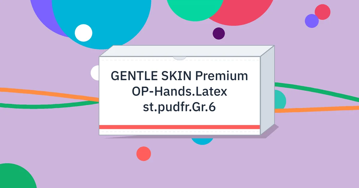 Symbolbild: Packung mit der Aufschrift GENTLE SKIN Premium OP-Hands.Latex st.pudfr.Gr.6 (PZN 02244114) – Verfügbarkeit und Bezug in Apotheken in Frankfurt am Main