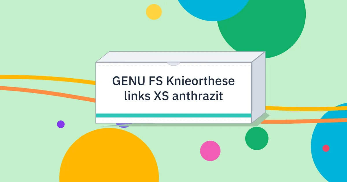 Symbolbild: Packung mit der Aufschrift GENU FS Knieorthese links XS anthrazit (PZN 14308322) – Verfügbarkeit und Bezug in Apotheken in Frankfurt am Main