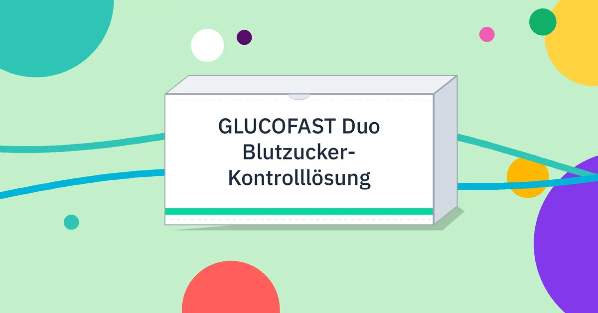 Symbolbild: Packung mit der Aufschrift GLUCOFAST Duo Blutzucker-Kontrolllösung (PZN 15401957) – Verfügbarkeit und Bezug in Apotheken in Frankfurt am Main