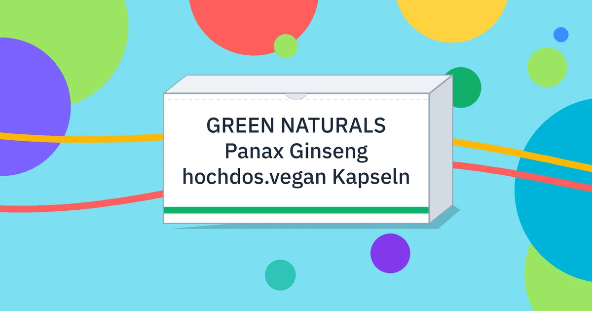 Symbolbild: Packung mit der Aufschrift GREEN NATURALS Panax Ginseng hochdos.vegan Kapseln (PZN 18386773) – Verfügbarkeit und Bezug in Apotheken in Frankfurt am Main