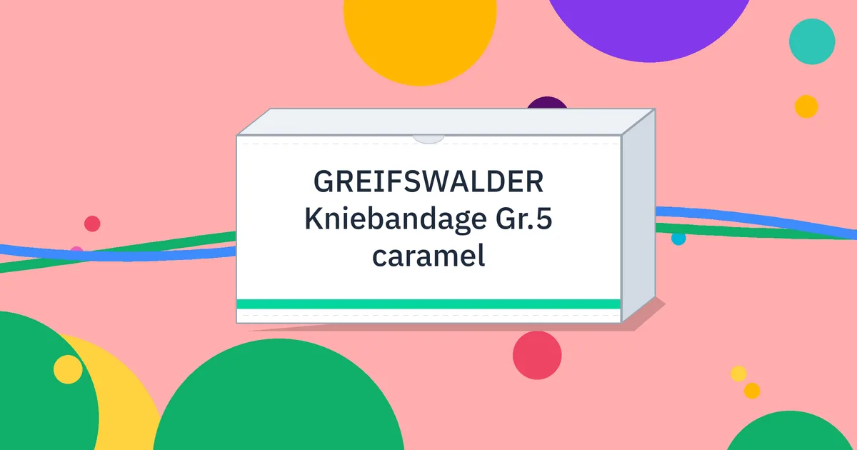 Symbolbild: Packung mit der Aufschrift GREIFSWALDER Kniebandage Gr.5 caramel (PZN 05362831) – Verfügbarkeit und Bezug in Apotheken in Frankfurt am Main