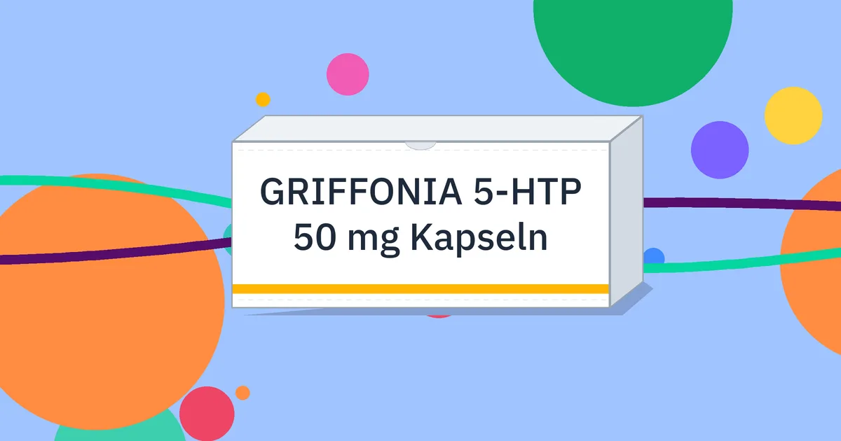 Symbolbild: Packung mit der Aufschrift GRIFFONIA 5-HTP 50 mg Kapseln (PZN 17907856) – Verfügbarkeit und Bezug in Apotheken in Frankfurt am Main