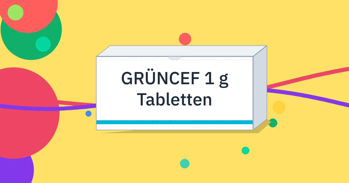 Symbolbild: Packung mit der Aufschrift GRÜNCEF 1 g Tabletten (PZN 04958214) – Verfügbarkeit und Bezug in Apotheken in Frankfurt am Main