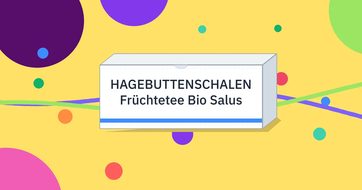 Symbolbild: Packung mit der Aufschrift HAGEBUTTENSCHALEN Früchtetee Bio Salus (PZN 06107839) – Verfügbarkeit und Bezug in Apotheken in Frankfurt am Main