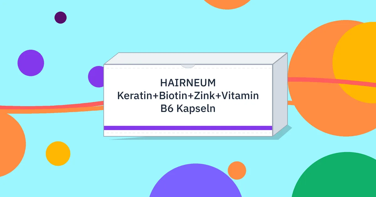 Symbolbild: Packung mit der Aufschrift HAIRNEUM Keratin+Biotin+Zink+Vitamin B6 Kapseln (PZN 18245015) – Verfügbarkeit und Bezug in Apotheken in Frankfurt am Main