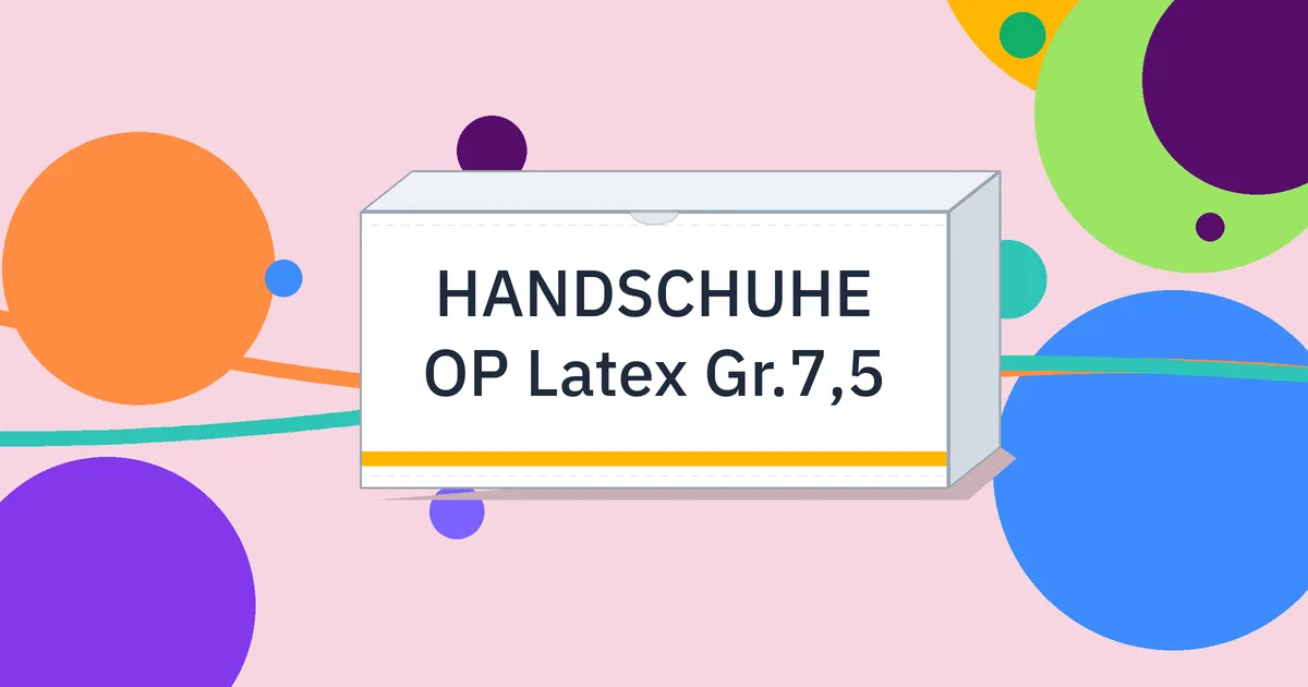 Symbolbild: Packung mit der Aufschrift HANDSCHUHE OP Latex Gr.7,5 (PZN 01727827) – Verfügbarkeit und Bezug in Apotheken in Frankfurt am Main