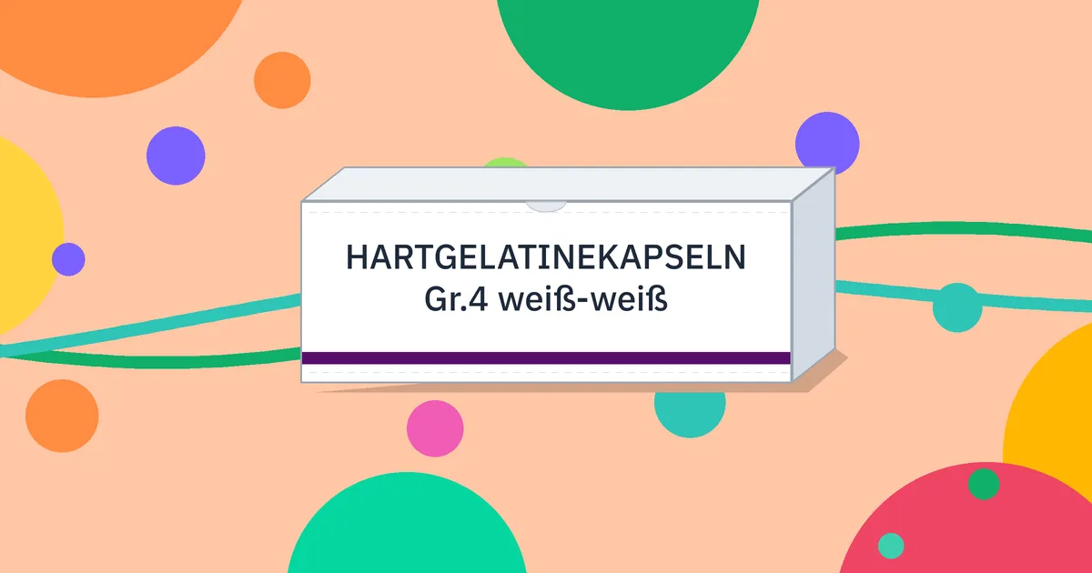 Symbolbild: Packung mit der Aufschrift HARTGELATINEKAPSELN Gr.4 weiß-weiß (PZN 17858081) – Verfügbarkeit und Bezug in Apotheken in Frankfurt am Main