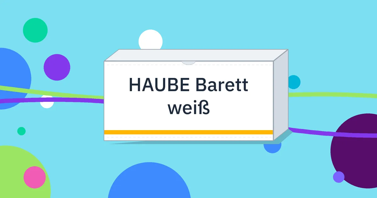 Symbolbild: Packung mit der Aufschrift HAUBE Barett weiß (PZN 17181098) – Verfügbarkeit und Bezug in Apotheken in Frankfurt am Main