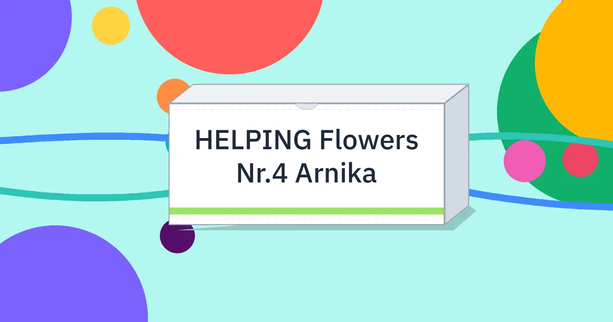 Symbolbild: Packung mit der Aufschrift HELPING Flowers Nr.4 Arnika (PZN 12499602) – Verfügbarkeit und Bezug in Apotheken in Frankfurt am Main
