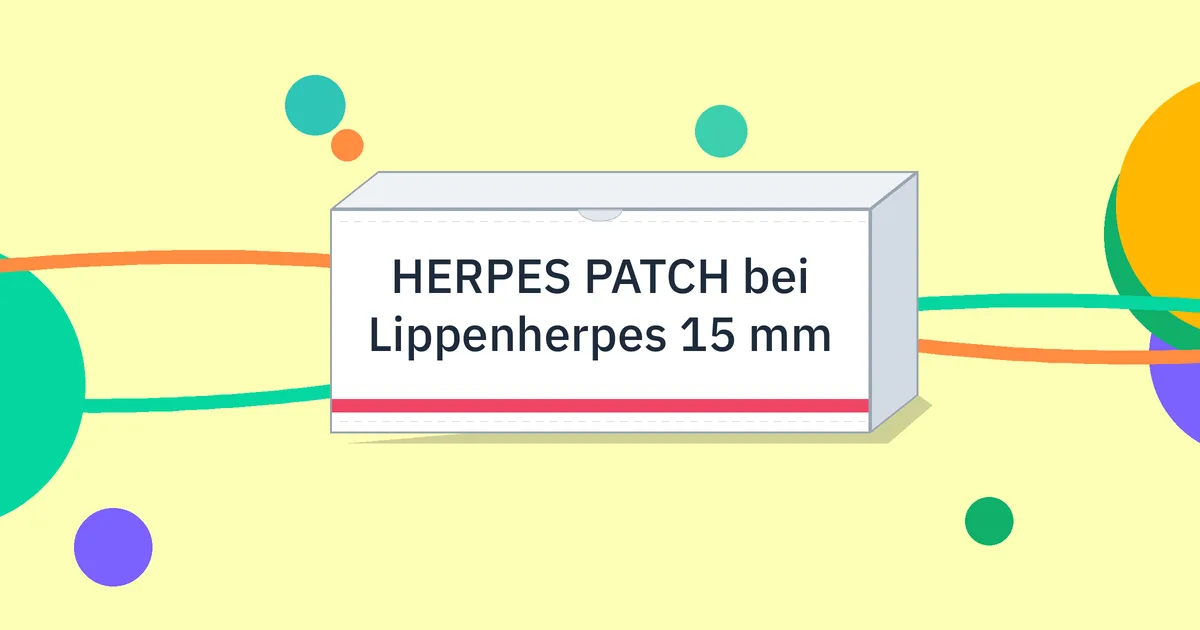 Symbolbild: Packung mit der Aufschrift HERPES PATCH bei Lippenherpes 15 mm (PZN 07499008) – Verfügbarkeit und Bezug in Apotheken in Frankfurt am Main