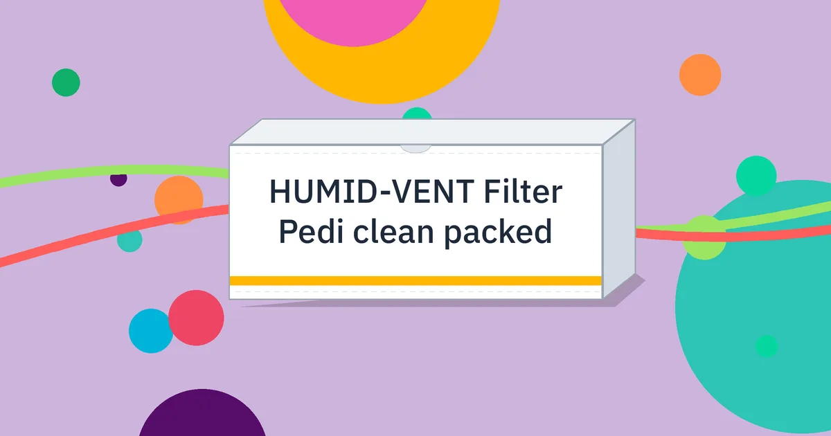 Symbolbild: Packung mit der Aufschrift HUMID-VENT Filter Pedi clean packed (PZN 01422393) – Verfügbarkeit und Bezug in Apotheken in Frankfurt am Main