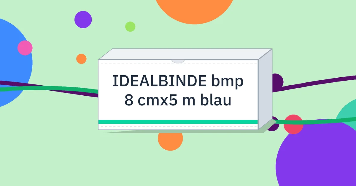 Symbolbild: Packung mit der Aufschrift IDEALBINDE bmp 8 cmx5 m blau (PZN 00835064) – Verfügbarkeit und Bezug in Apotheken in Frankfurt am Main