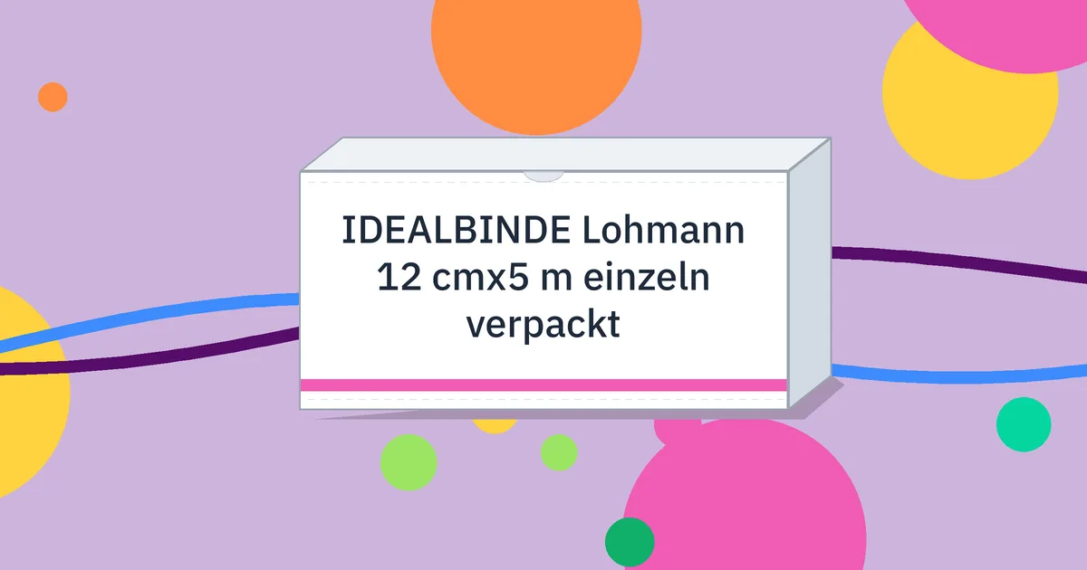 Symbolbild: Packung mit der Aufschrift IDEALBINDE Lohmann 12 cmx5 m einzeln verpackt (PZN 15998501) – Verfügbarkeit und Bezug in Apotheken in Frankfurt am Main