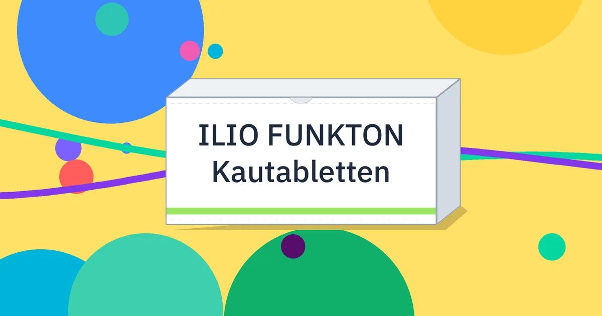 Symbolbild: Packung mit der Aufschrift ILIO FUNKTON Kautabletten (PZN 07484691) – Verfügbarkeit und Bezug in Apotheken in Frankfurt am Main