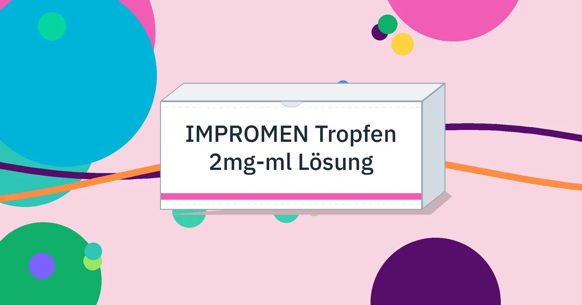Symbolbild: Packung mit der Aufschrift IMPROMEN Tropfen 2mg-ml Lösung (PZN 02697293) – Verfügbarkeit und Bezug in Apotheken in Frankfurt am Main