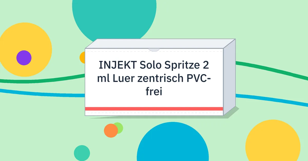Symbolbild: Packung mit der Aufschrift INJEKT Solo Spritze 2 ml Luer zentrisch PVC-frei (PZN 02057895) – Verfügbarkeit und Bezug in Apotheken in Frankfurt am Main