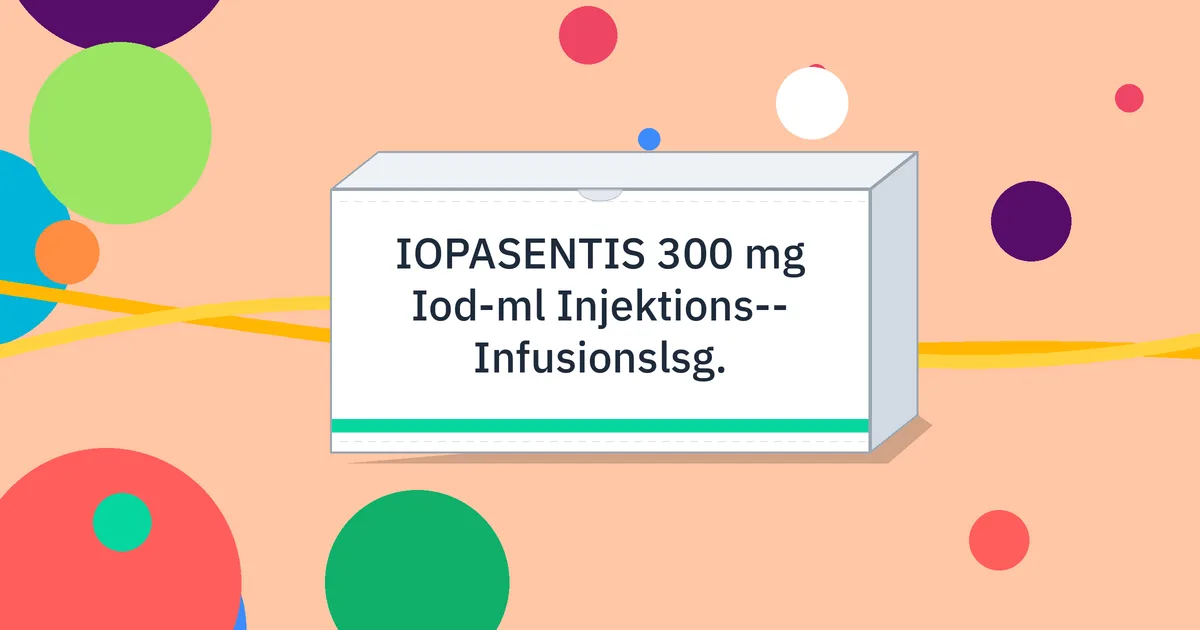 Symbolbild: Packung mit der Aufschrift IOPASENTIS 300 mg Iod-ml Injektions--Infusionslsg. (PZN 13354188) – Verfügbarkeit und Bezug in Apotheken in Frankfurt am Main