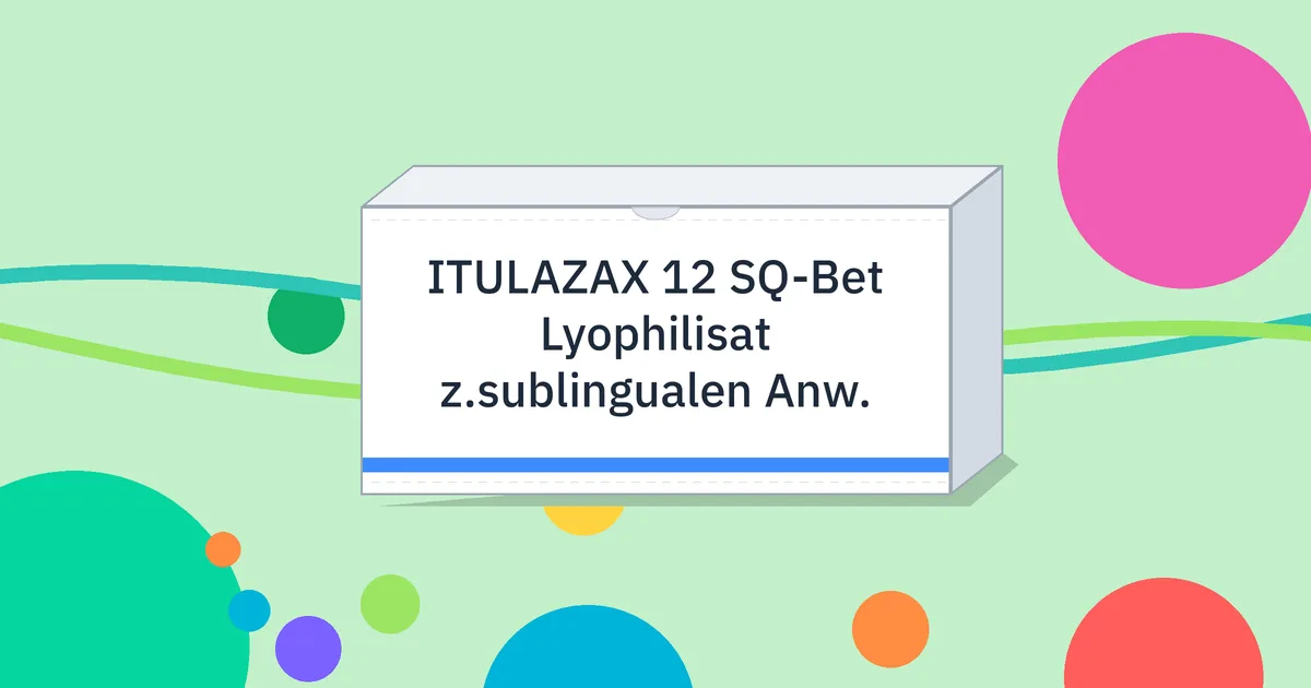 Symbolbild: Packung mit der Aufschrift ITULAZAX 12 SQ-Bet Lyophilisat z.sublingualen Anw. (PZN 17235552) – Verfügbarkeit und Bezug in Apotheken in Frankfurt am Main
